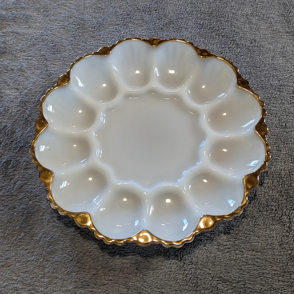 Source Unknown | Dining | Vintage Egg Plate With Gold Trim | Poshmark